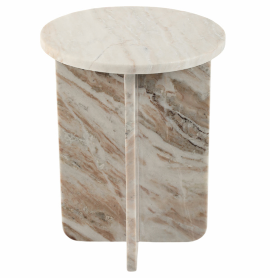 Belliso Rounded Marble Table Brown 18inch - Mixo Concept Store
